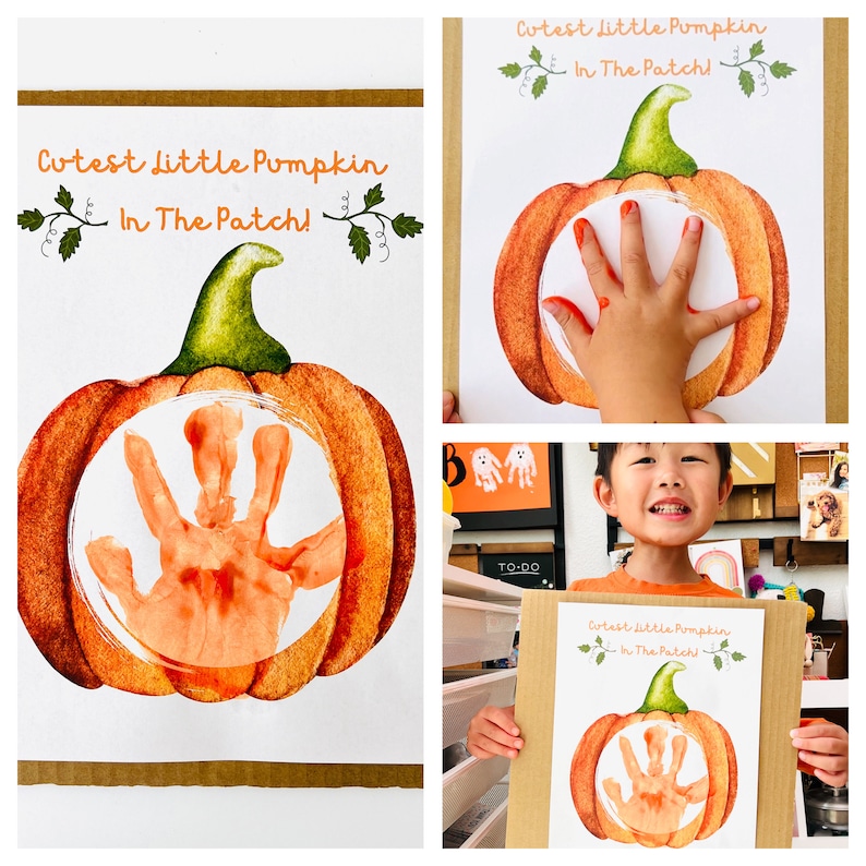 Pumpkin Handprint Art Printable: Fall Preschool Craft (digital Download ...