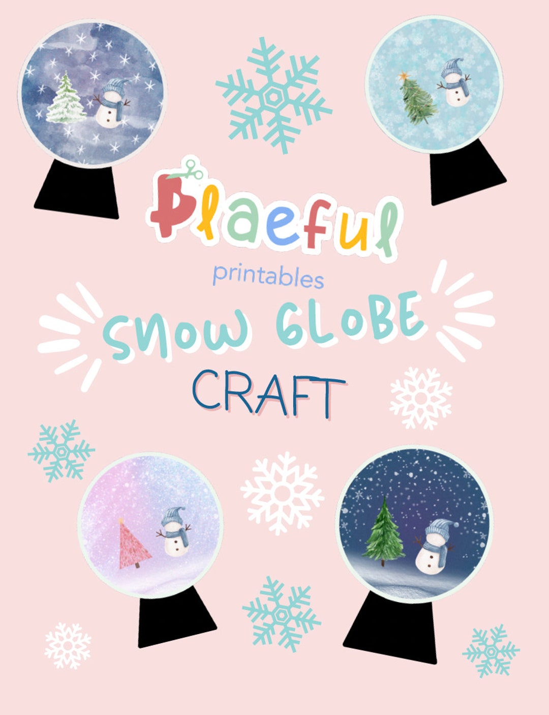 Snowglobe Craft Printable, Snowglobe Printable, Snowglobe Art Print ...