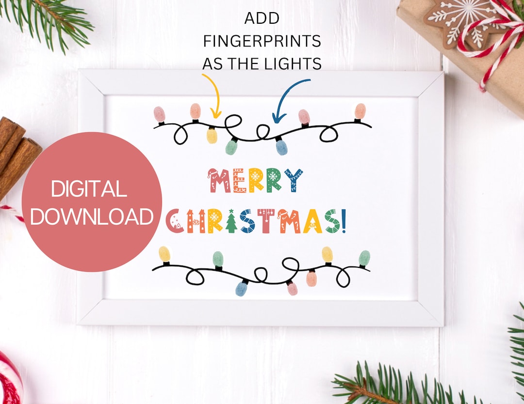 Christmas Light Fingerprint Art, Christmas Light Printable, Christmas ...