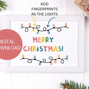 Christmas Light Fingerprint Art Printable: Holiday Keepsake (digital ...