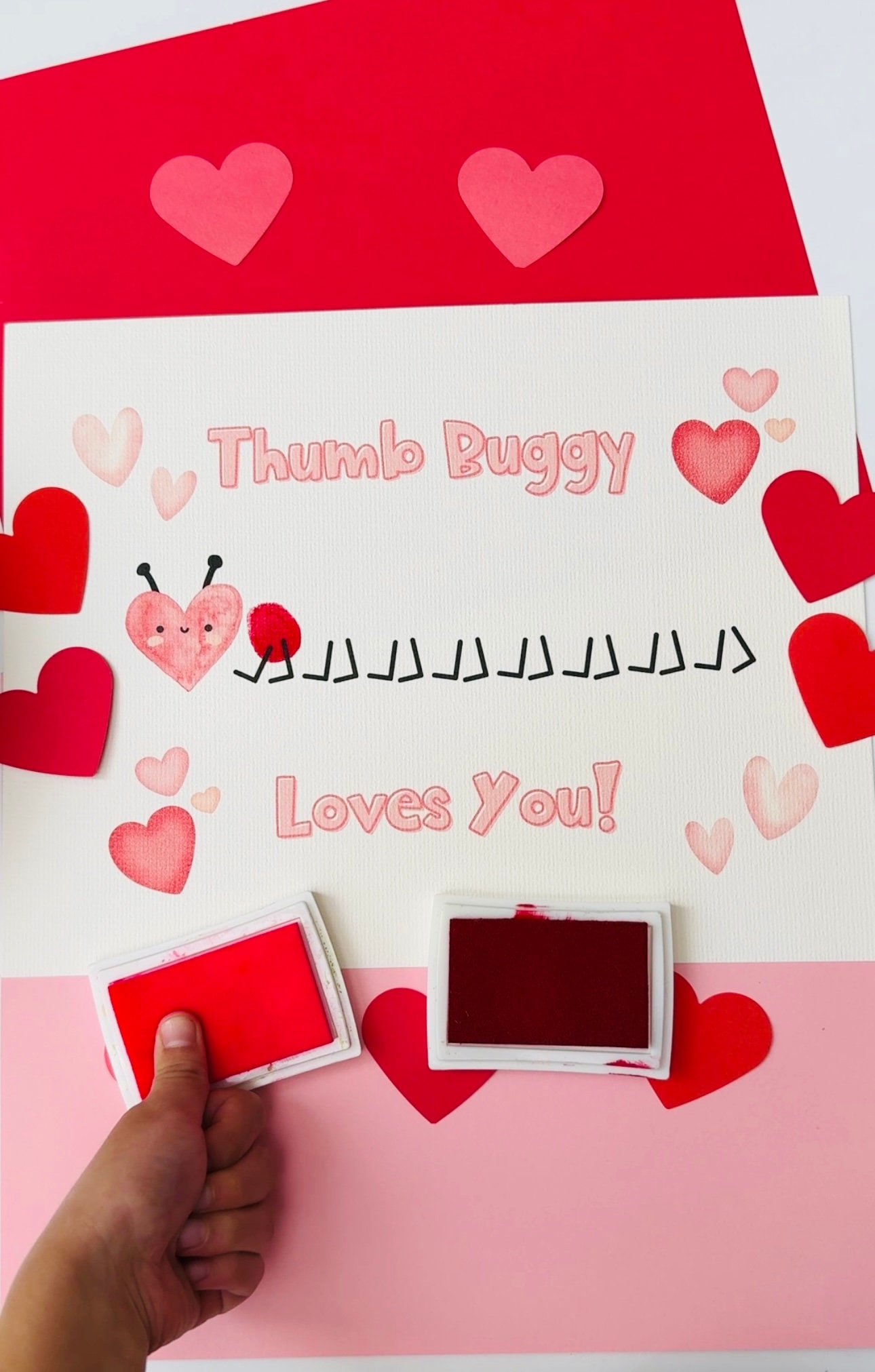 Valentine Thumbprint Caterpillar Art: Kids Craft, Preschool Card ...