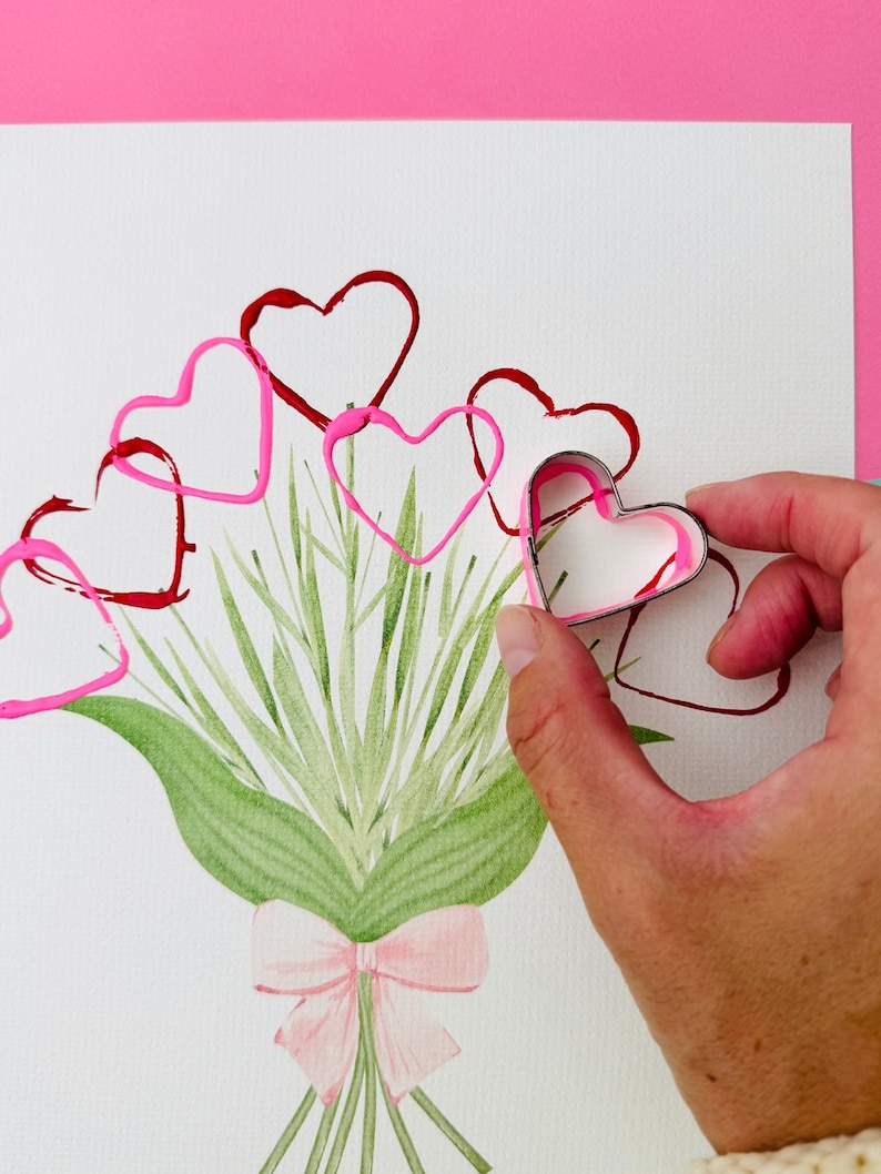 Flower Heart Bouquet Art: Valentine Craft Printable (digital Download ...