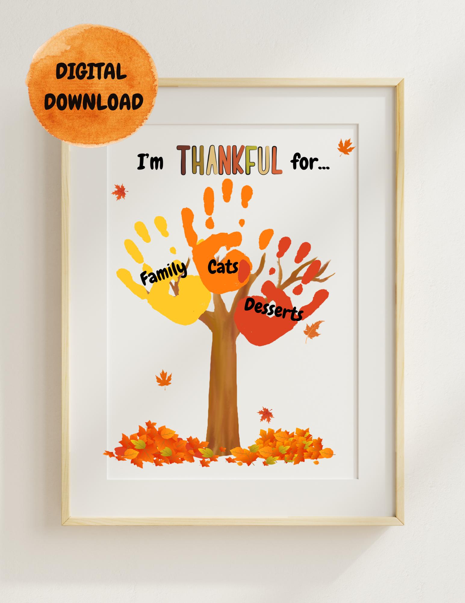 Thankful Handprint Tree Art Printable: Thanksgiving Craft (digital ...