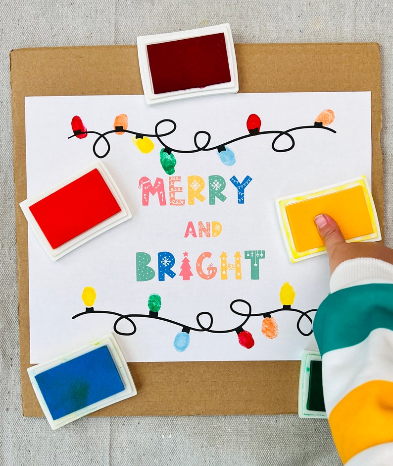 Christmas Light Fingerprint Art Christmas Light Printable - Etsy