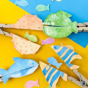 Fish Clothespin Craft, Fish Printable, Ocean Craft, Ocean Printable ...