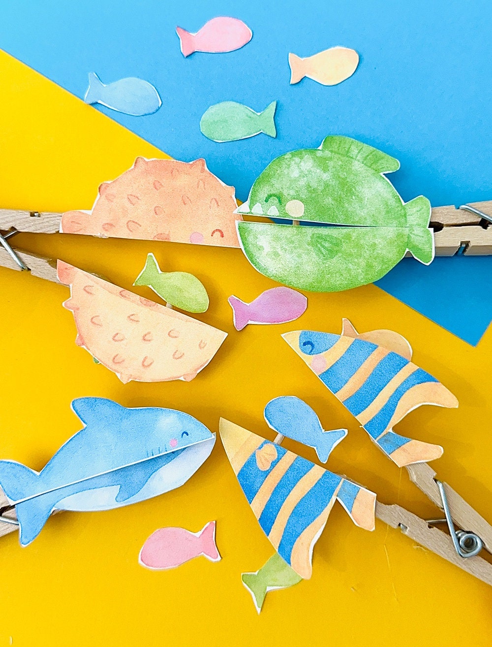 Fish Clothespin Craft: Ocean Animal Printable (digital Download) - Etsy
