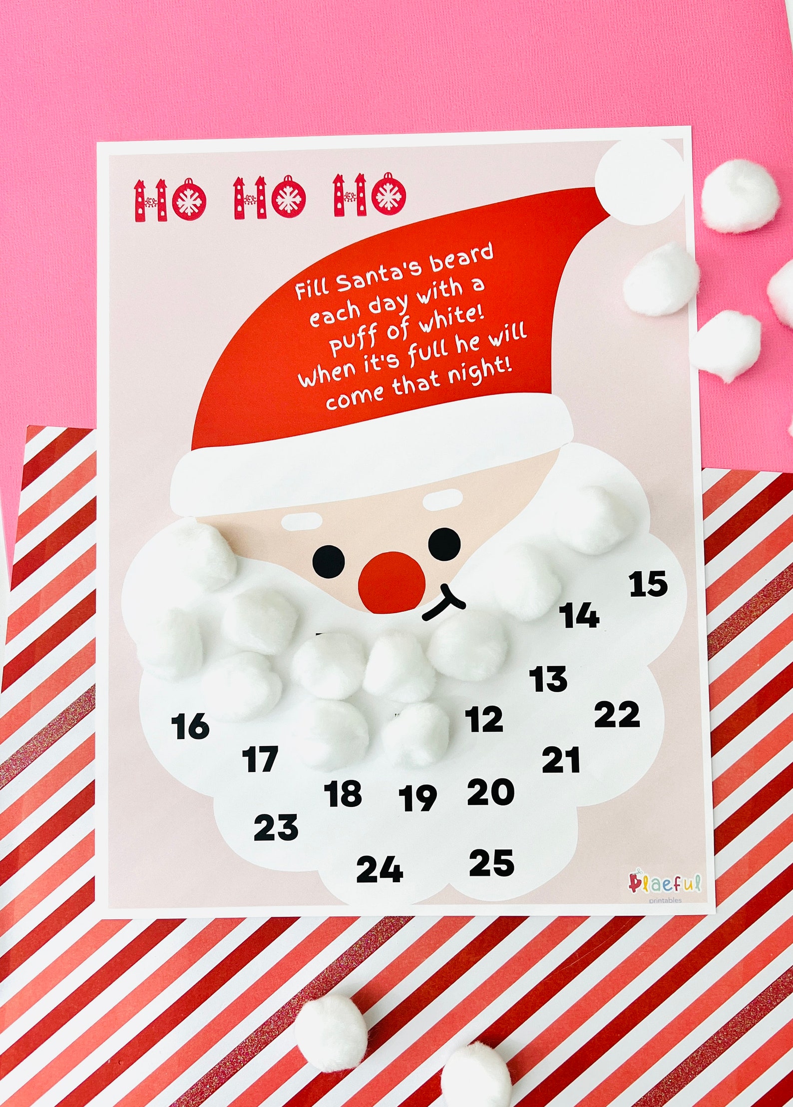 Santa Beard Advent Calendar Printable: Christmas Countdown (digital ...