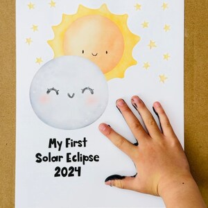 Solar Eclipse 2024 Handprint Art, Sun and Moon Handprint Art, Solar ...