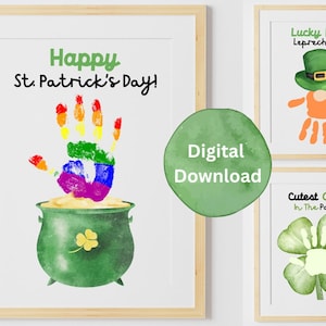 St. Patrick's Day Handprint Art Printable, Leprechaun Handprint ...