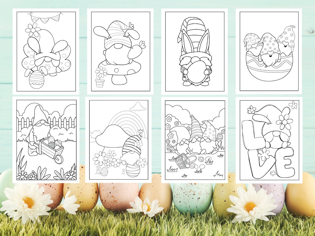 Gnome Easter Coloring, Easter Coloring, Printable Easter Coloring Pages ...