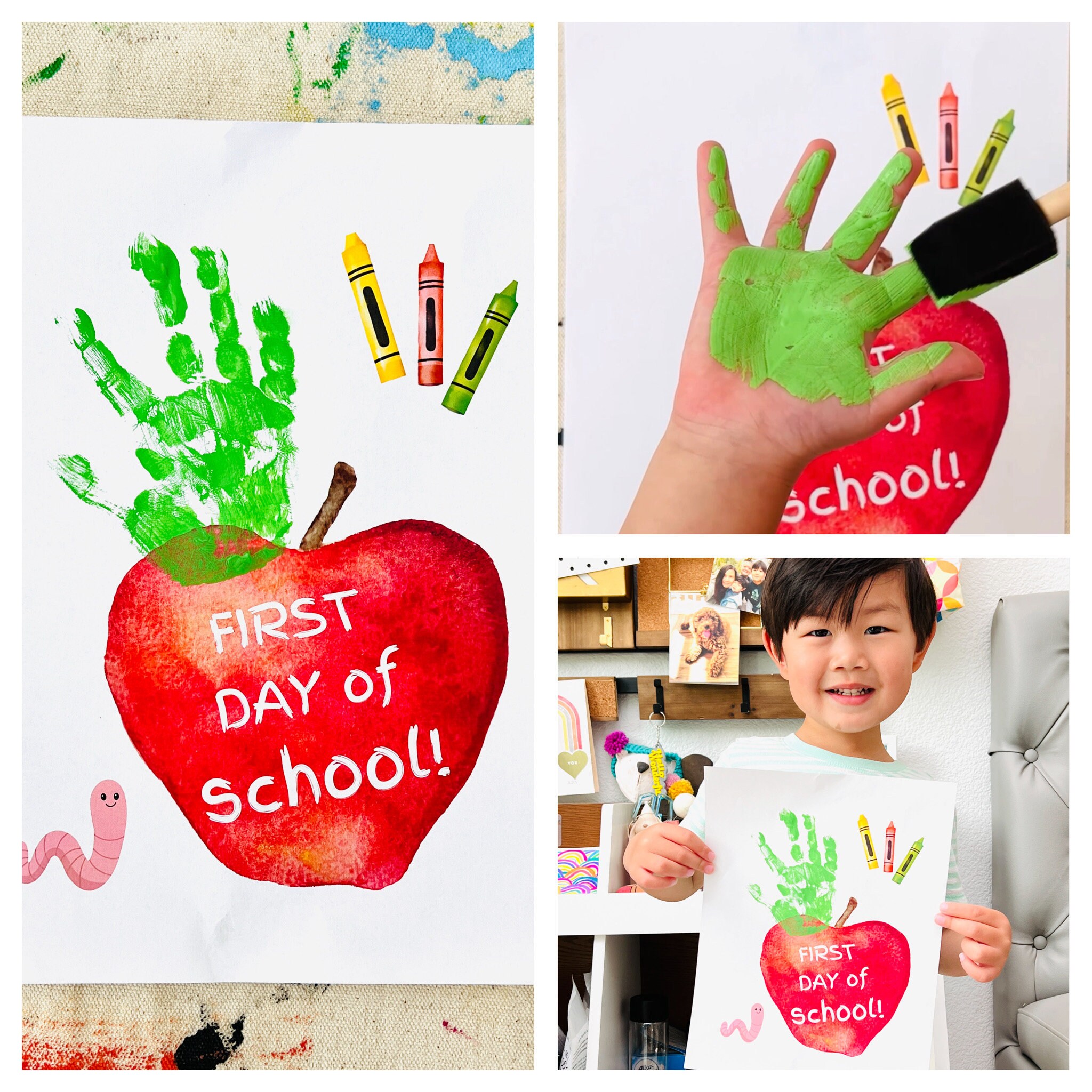 Apple Handprint Art: First Day of School Printable (digital Download ...