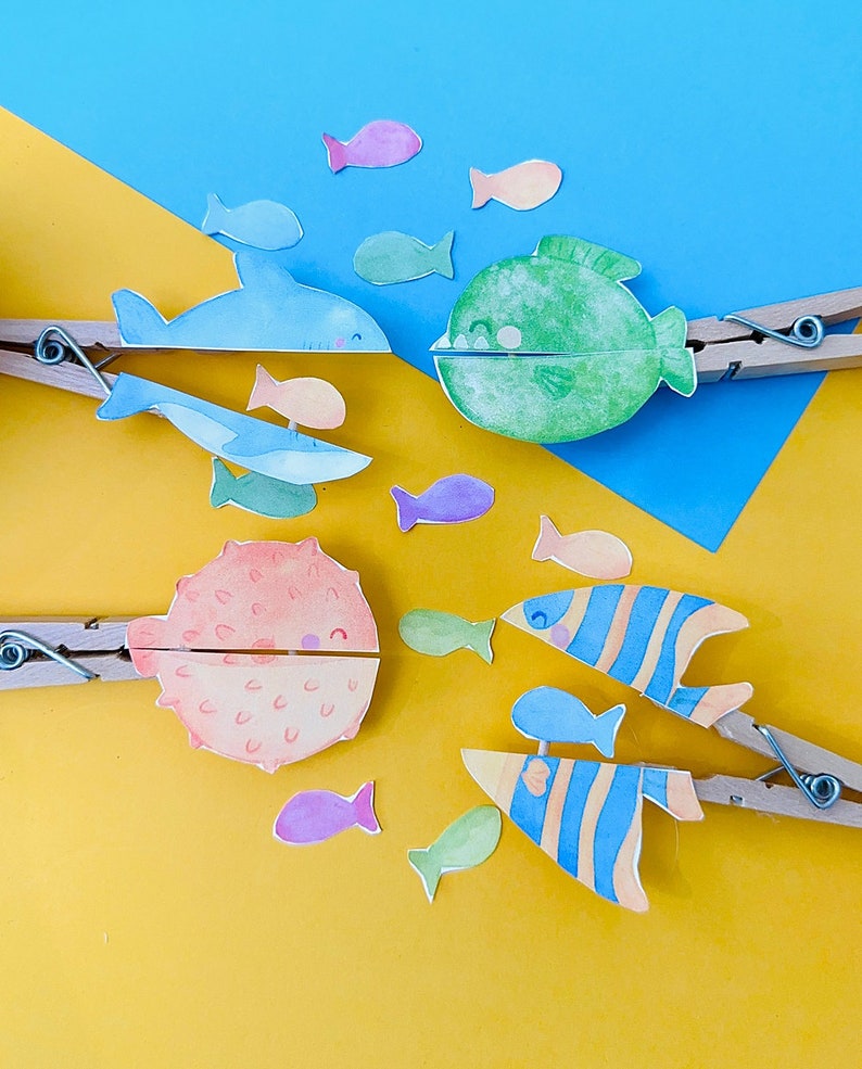 Fish Clothespin Craft: Ocean Animal Printable (digital Download) - Etsy