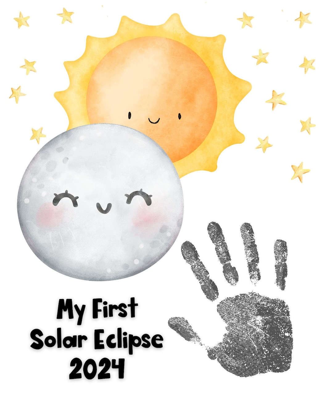 Solar Eclipse 2024 Handprint Art, Sun and Moon Handprint Art, Solar ...