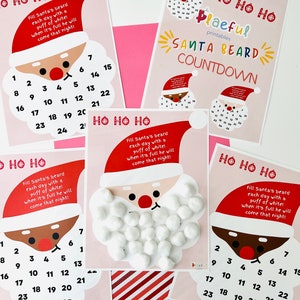 Santa Beard Countdown, Santa Printable, Santa Art Print, Preschool ...
