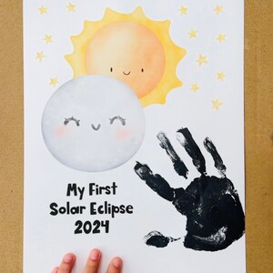 Solar Eclipse 2024 Handprint Art, Sun and Moon Handprint Art, Solar ...