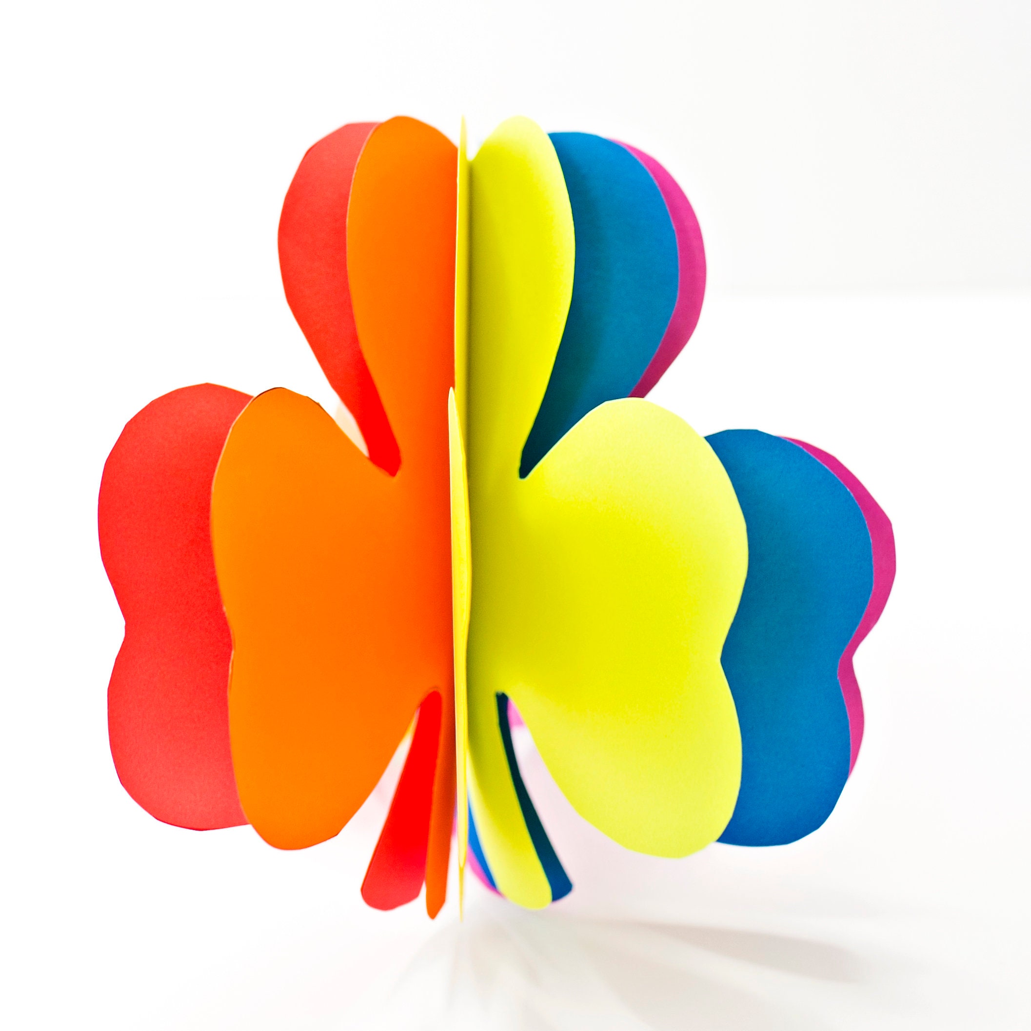 Rainbow Paper Shamrock Shamrock Printable 3D Paper Shamrock - Etsy