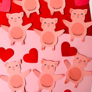 Pig Valentine Card Printable: Hogs and Kisses Favor (digital Download ...