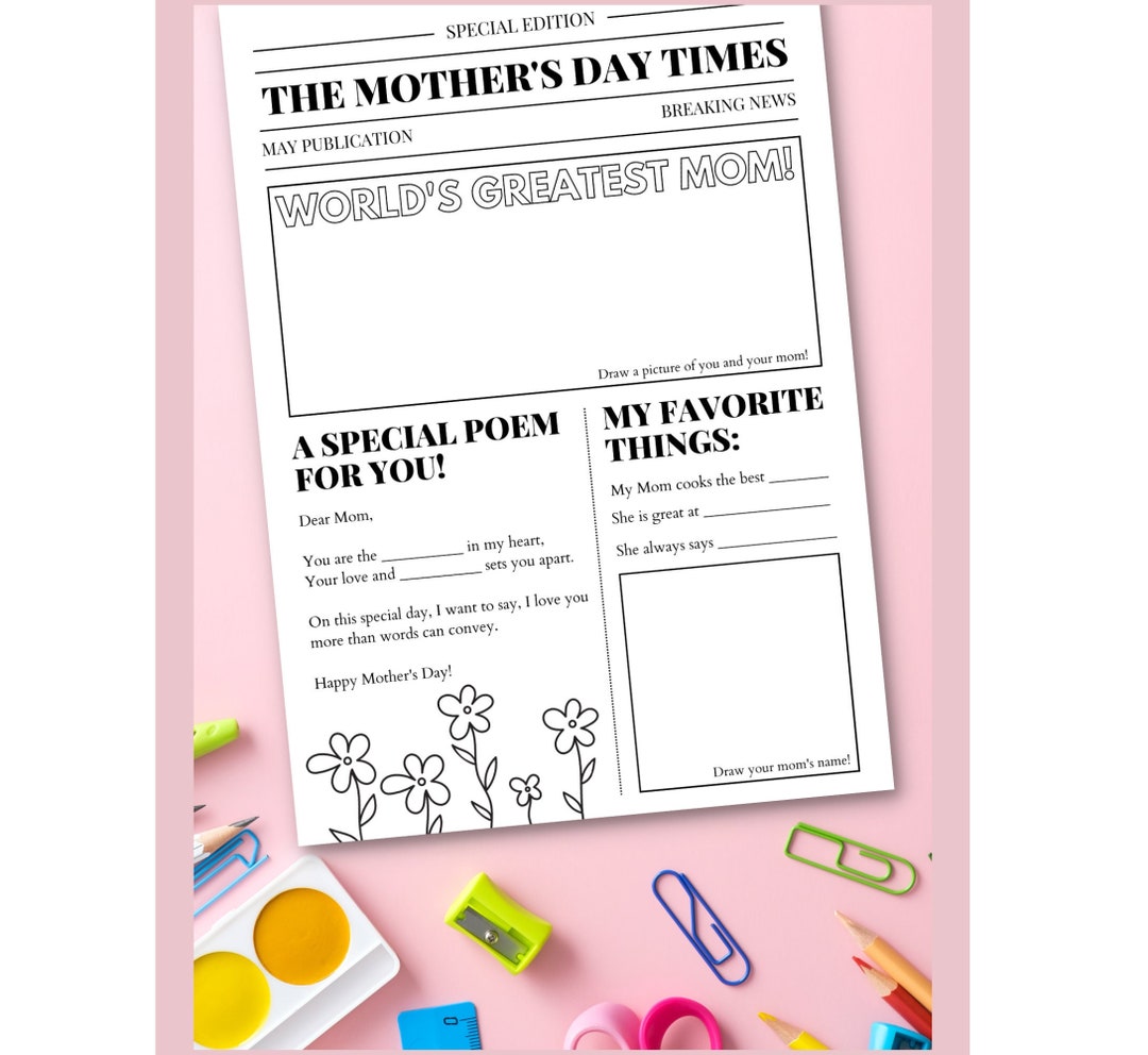Mother's Day Newspaper, Mother's Day Gift, Mother's Day Printable ...