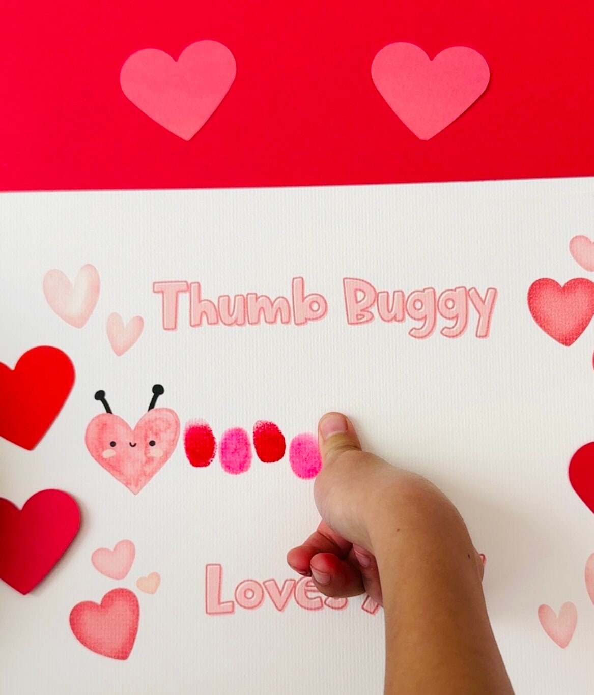 Valentine Thumbprint Caterpillar Art: Kids Craft, Preschool Card ...