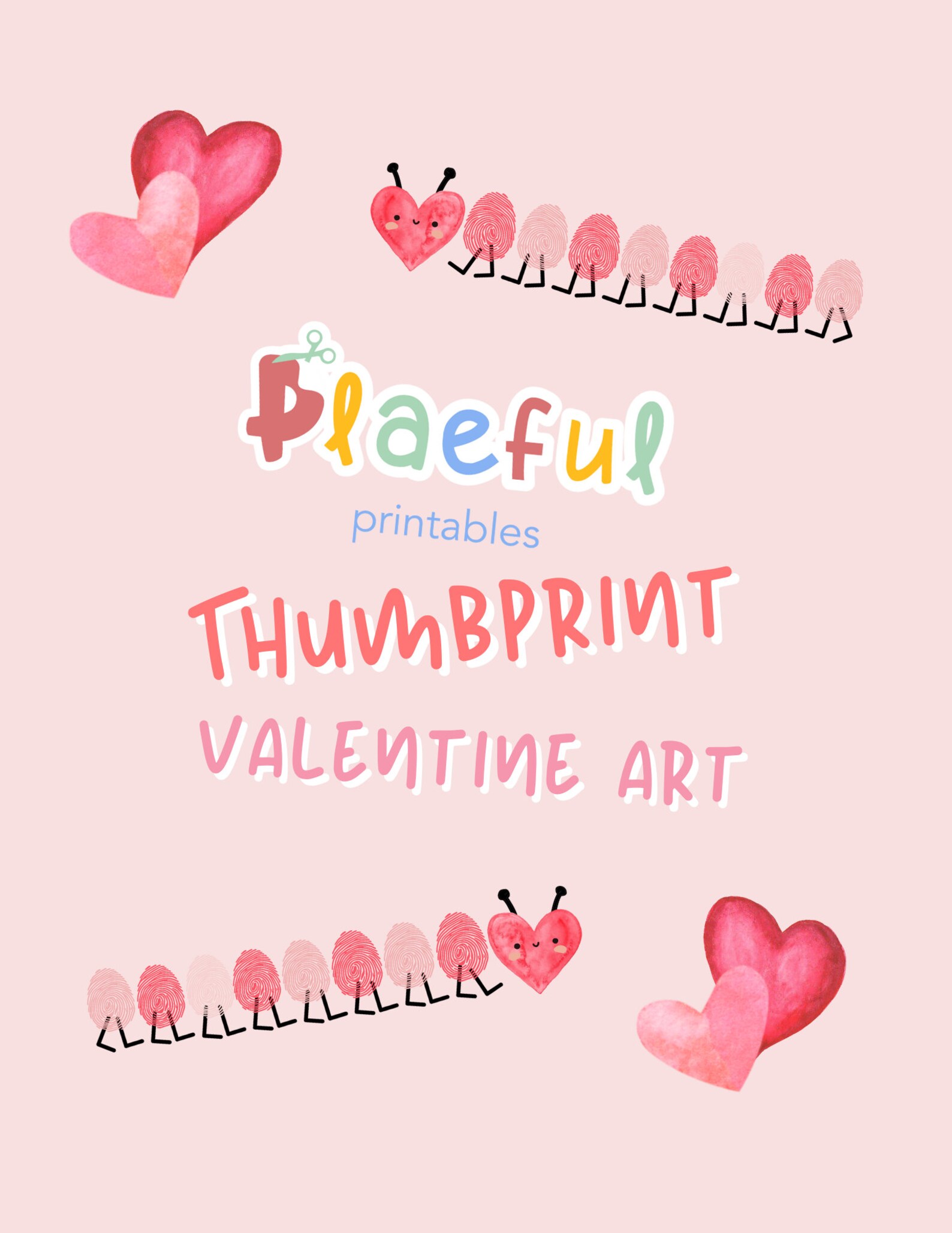 Valentine Thumbprint Caterpillar Art: Kids Craft, Preschool Card ...