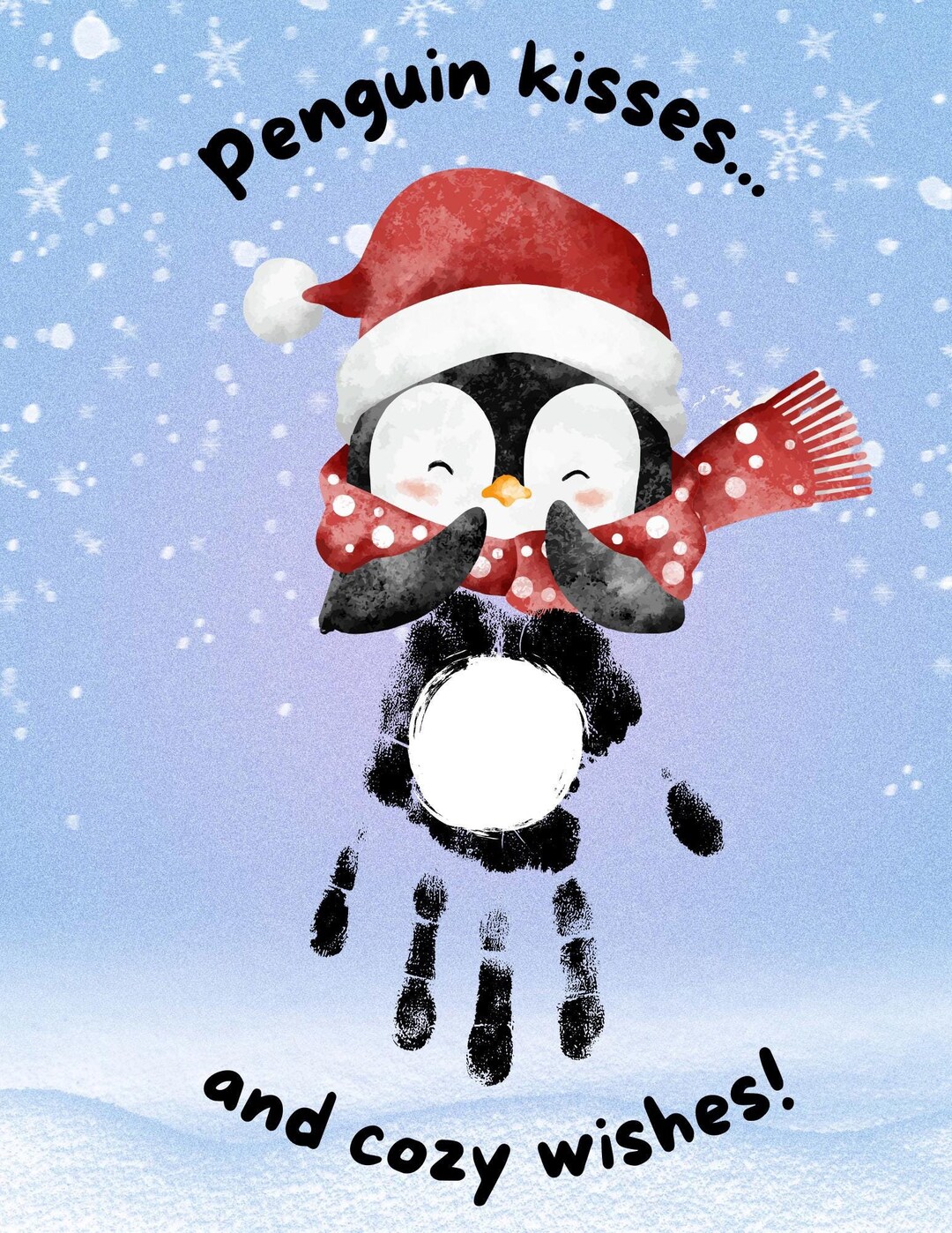 Penguin Handprint Art Printable, Christmas Handprint Printable ...