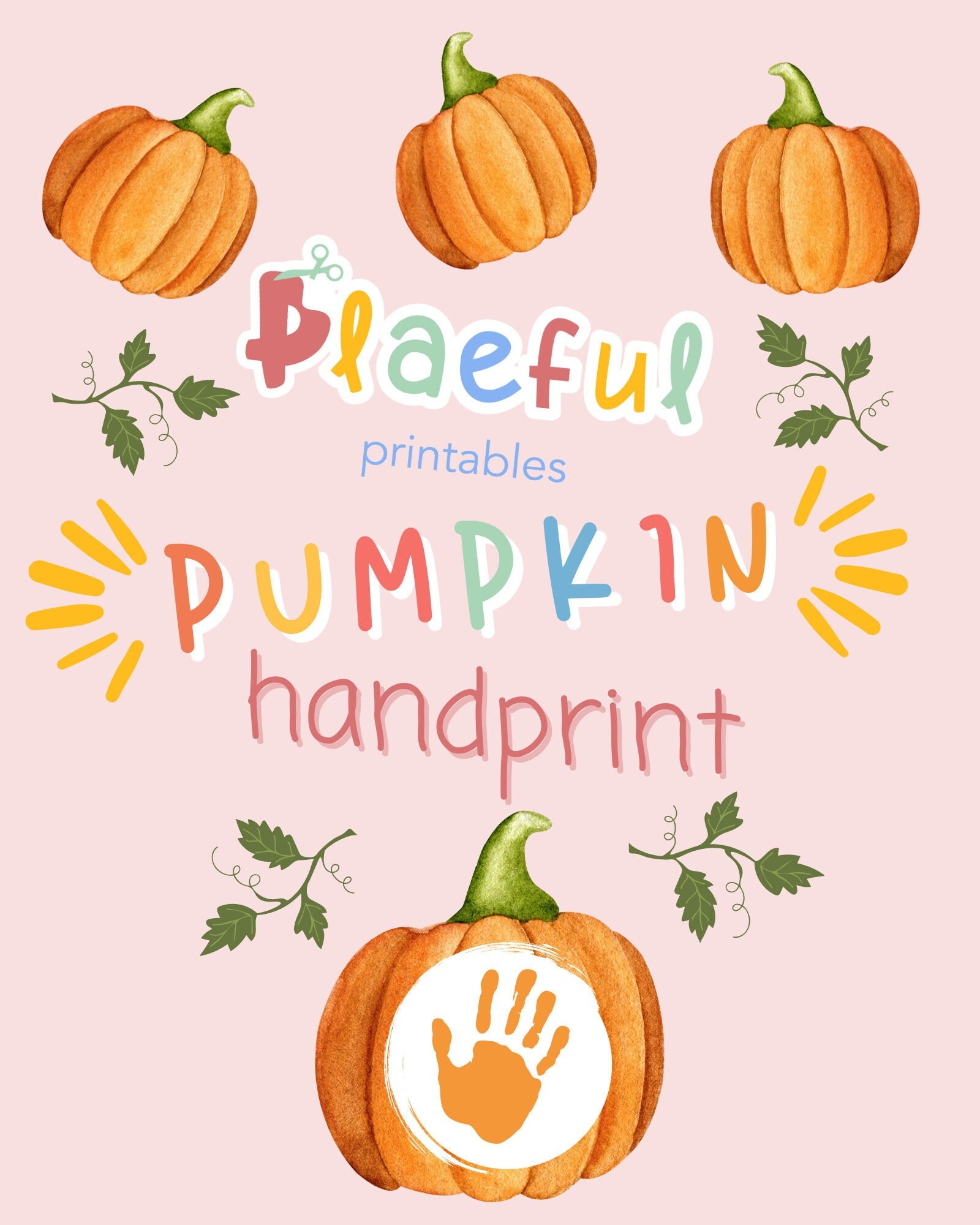 Pumpkin Handprint Art Printable: Fall Preschool Craft (digital Download ...