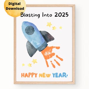 2025 New Year Handprint Art: Preschool Rocket Craft (digital Download ...