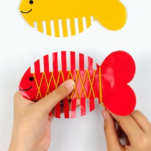 Fish Threading Activity, Color Learning, Preschool Printable, Preschool ...