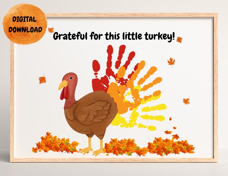 Thanksgiving Turkey Handprint Art: Kids Craft Printable (digital ...
