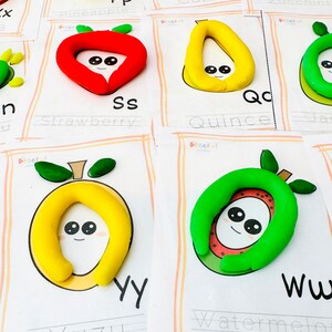 Alphabet Playdough Mats: Fruit & Veggie Learning Cards (digital ...