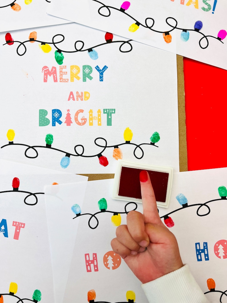 Christmas Light Fingerprint Art Printable: Holiday Keepsake (digital ...