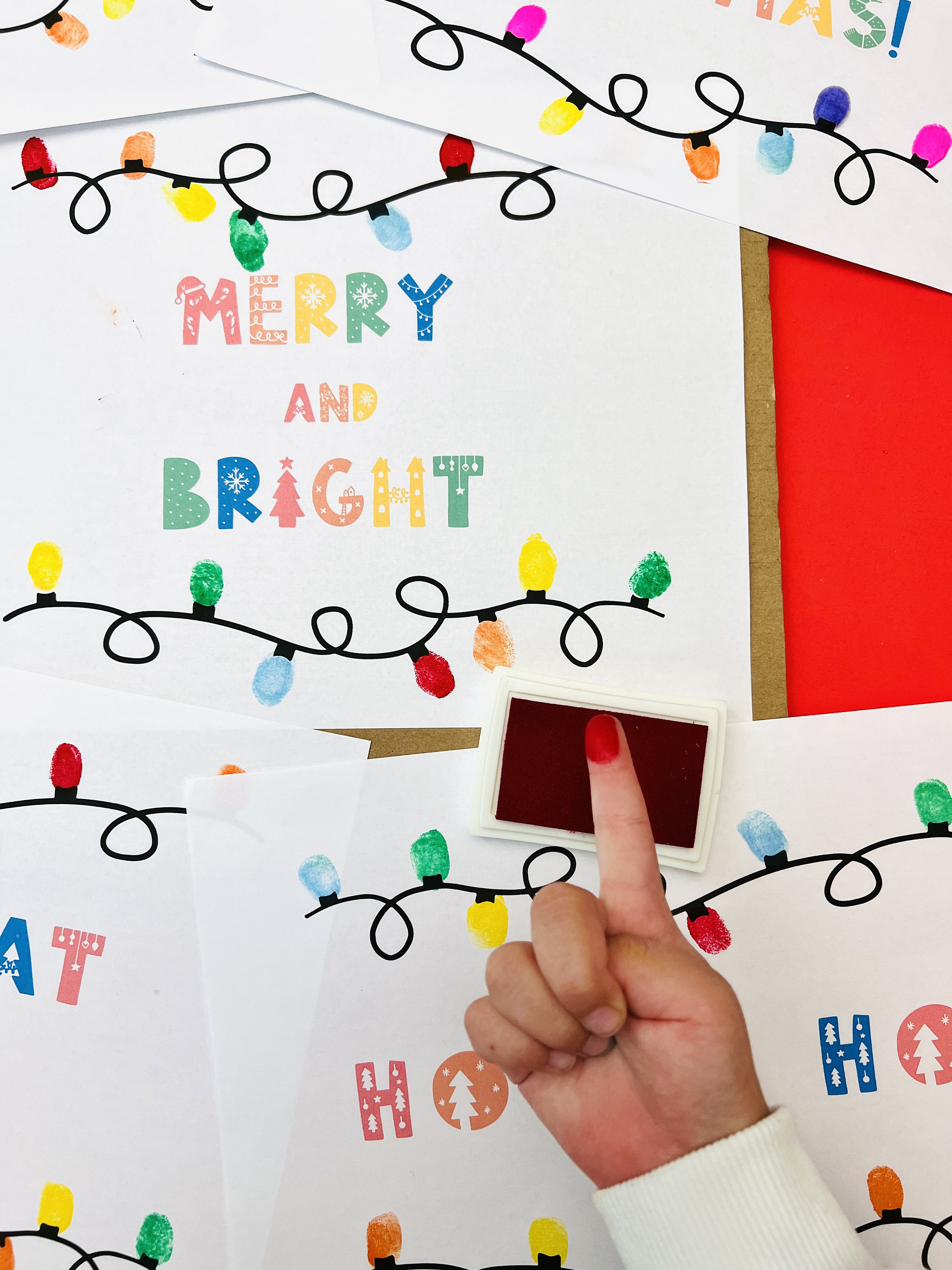 Christmas Light Fingerprint Art Printable: Holiday Keepsake (digital ...