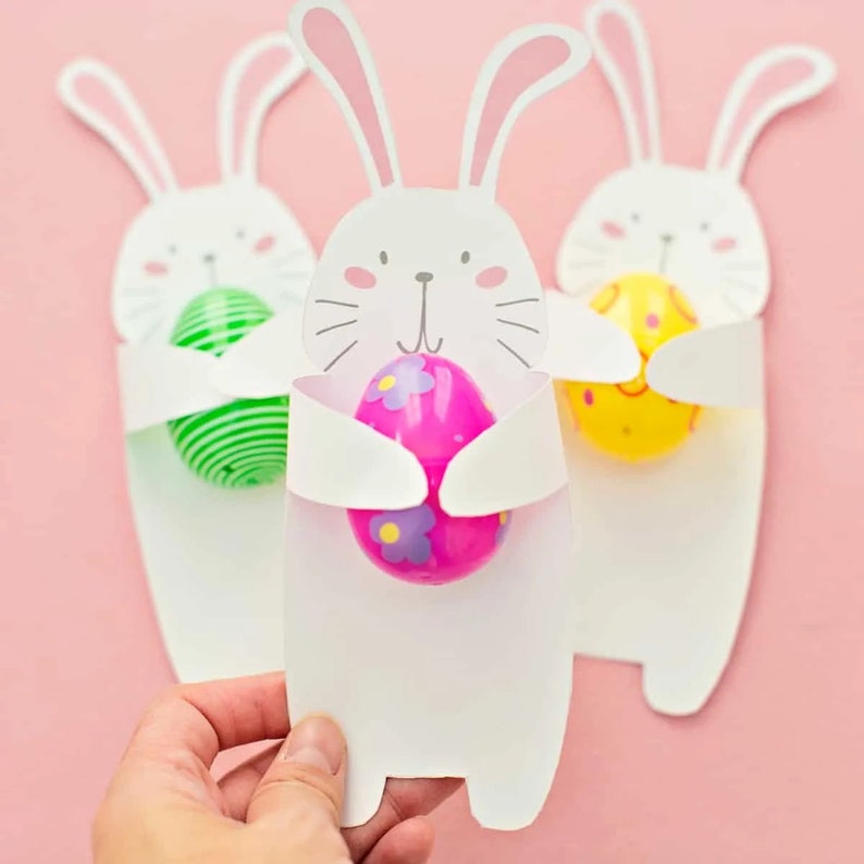 Bunny Holding Egg: Printable Easter Card Craft (digital Download) - Etsy