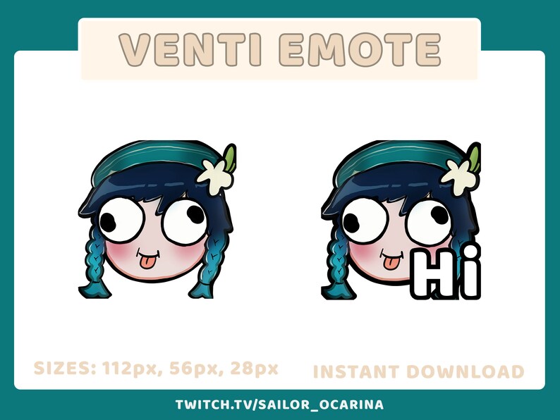 Venti Derp Hi Emote 2 Emotes Genshin Impact Twitch, Discord, Clip Art ...