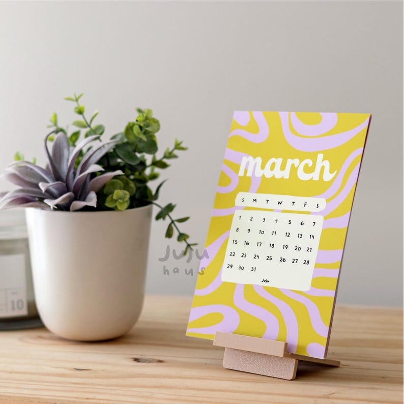 2026 Groovy Desk Calendar With 3D Printed Stand - Etsy