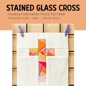 Stained Glass Cross Foundation Paper Piecing Pattern, Modern FPP Pattern, PDF Patterns, Easter ...