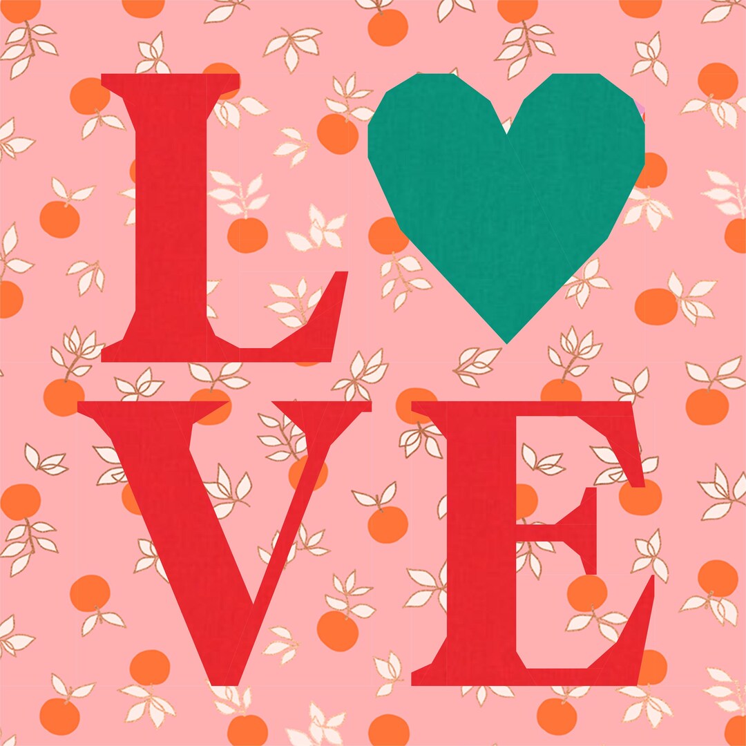 LOVE Foundation Paper Piecing Pattern | Modern Valentines Quilt Block ...