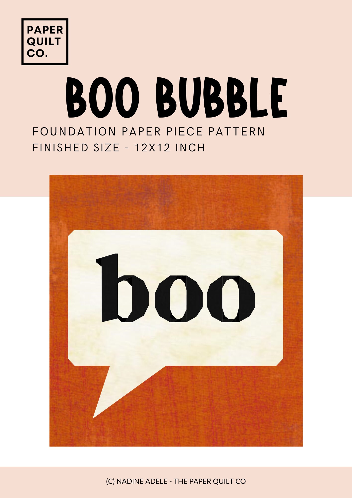 Boo Bubble Paper Piecing Pattern, Halloween Sewing Pattern, 12 X 12 ...