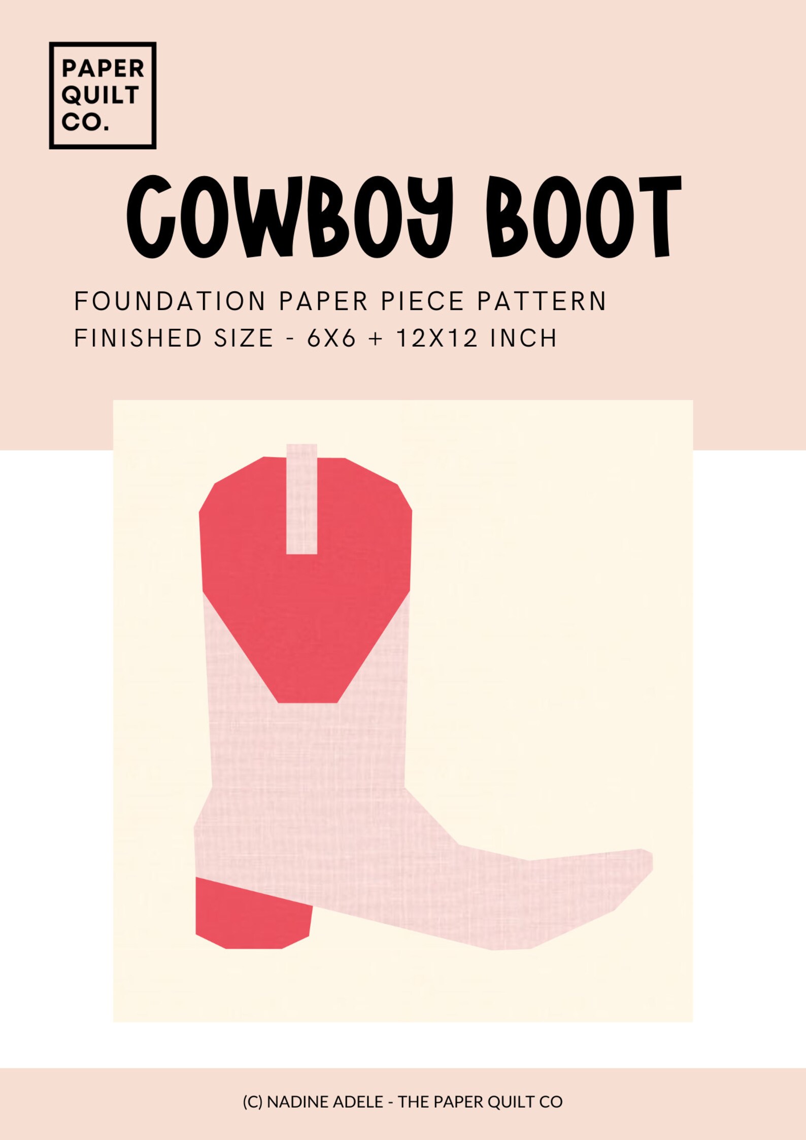 Cowboy Boot Paper Piecing Pattern, Modern Western Quilt (PDF Pattern ...