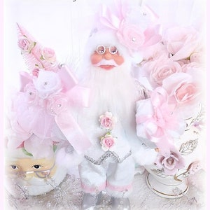 Shabby Pink Santa White Silver Pink Roses Christmas Pinkmas Decor ...