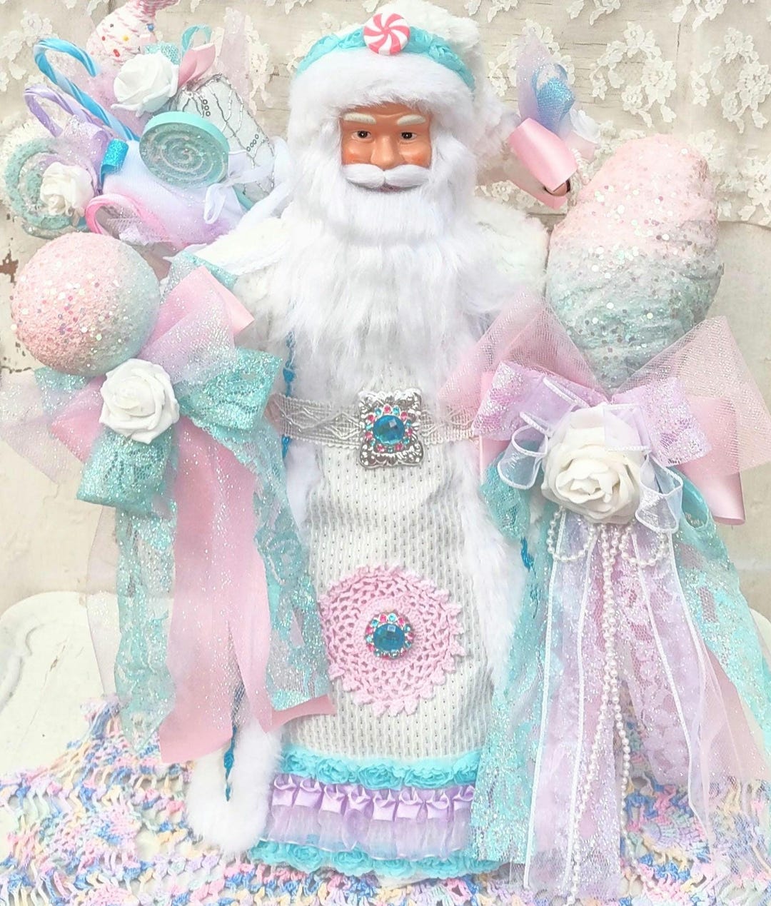 Pastel Candyland Standing Santa Cottoncandy Pink Blue Lavender ...