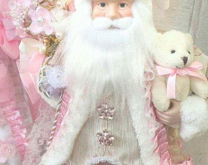 Pink Standing Santa Victorian Pink Crystal Teddy Bear Shabby Chic ...