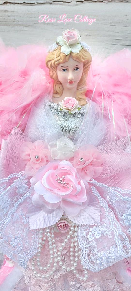 Pink Angel Tree Topper 16 Christmas Decor Fluffy Pink Feathery Wings ...