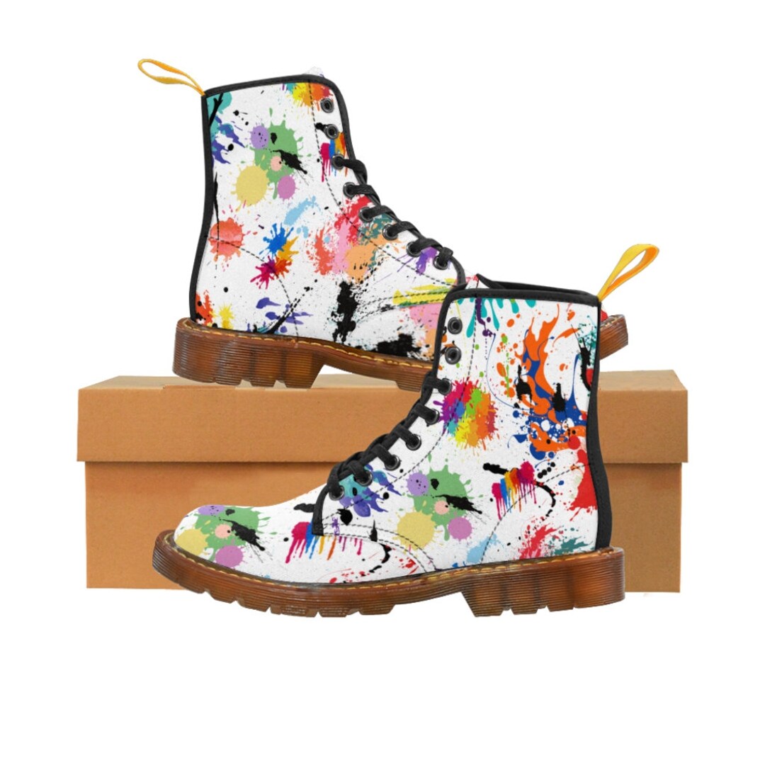 Water Color Splash Women's Boots, Gay PRIDE Boots, Rainbow Color Boots ...