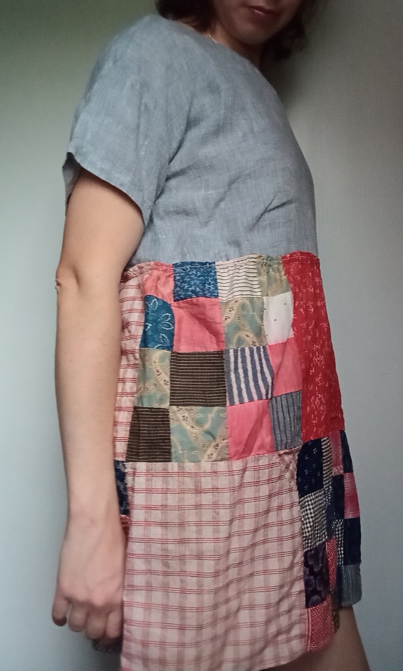 Boxy Linen and Quilt Top Dress Fits up to Size XL - Etsy