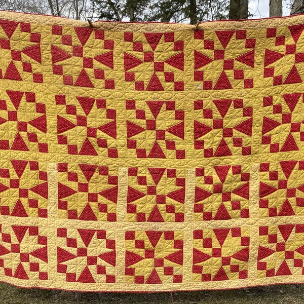 Red and Yellow Quilt - Etsy