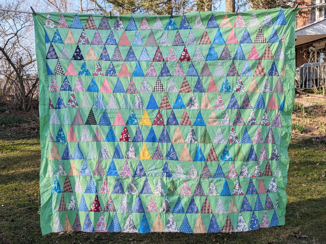 1000 Pyramids Unfinished Quilt Top Feedsack Green Vintage - Etsy