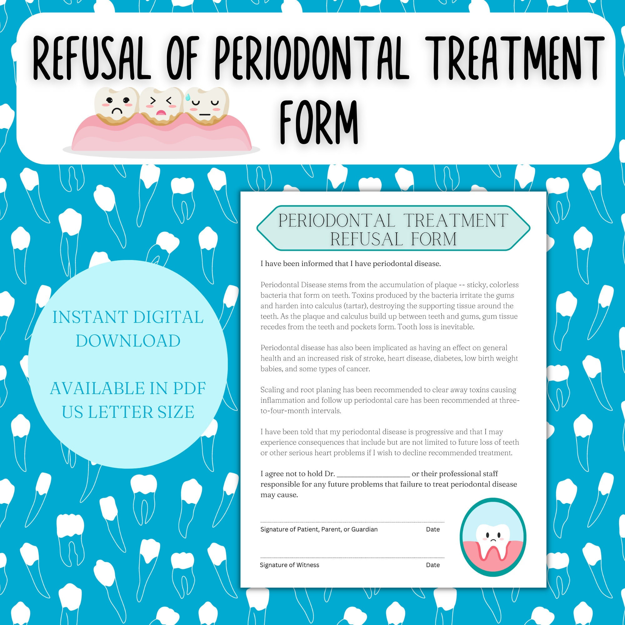 Refusal of Periodontal Treatment Form for Dental Office | Digital ...