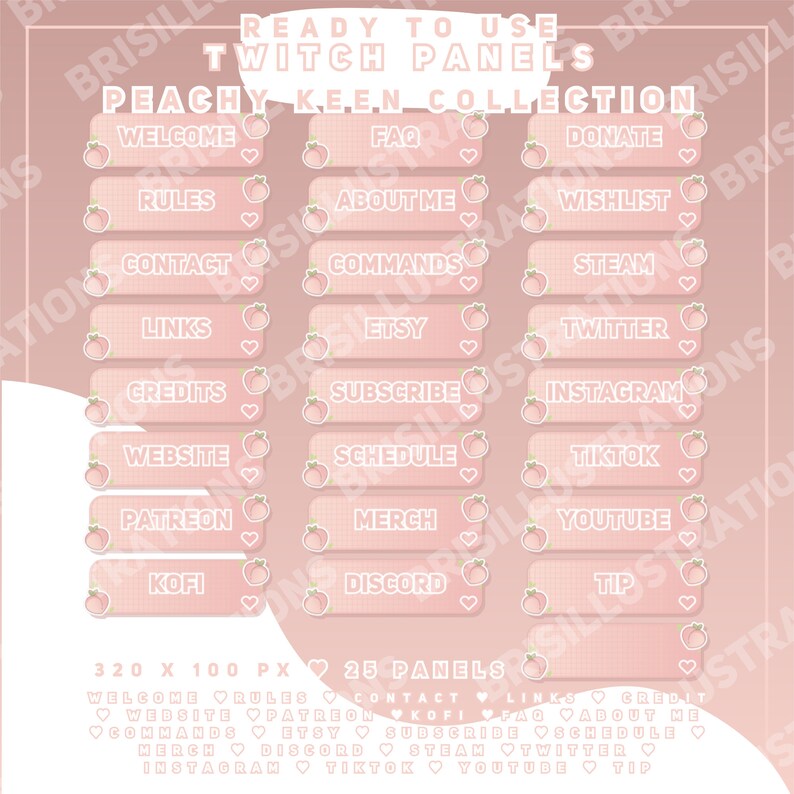 Pastel Peach Perfection: High-quality Twitch Panels | Customizable ...
