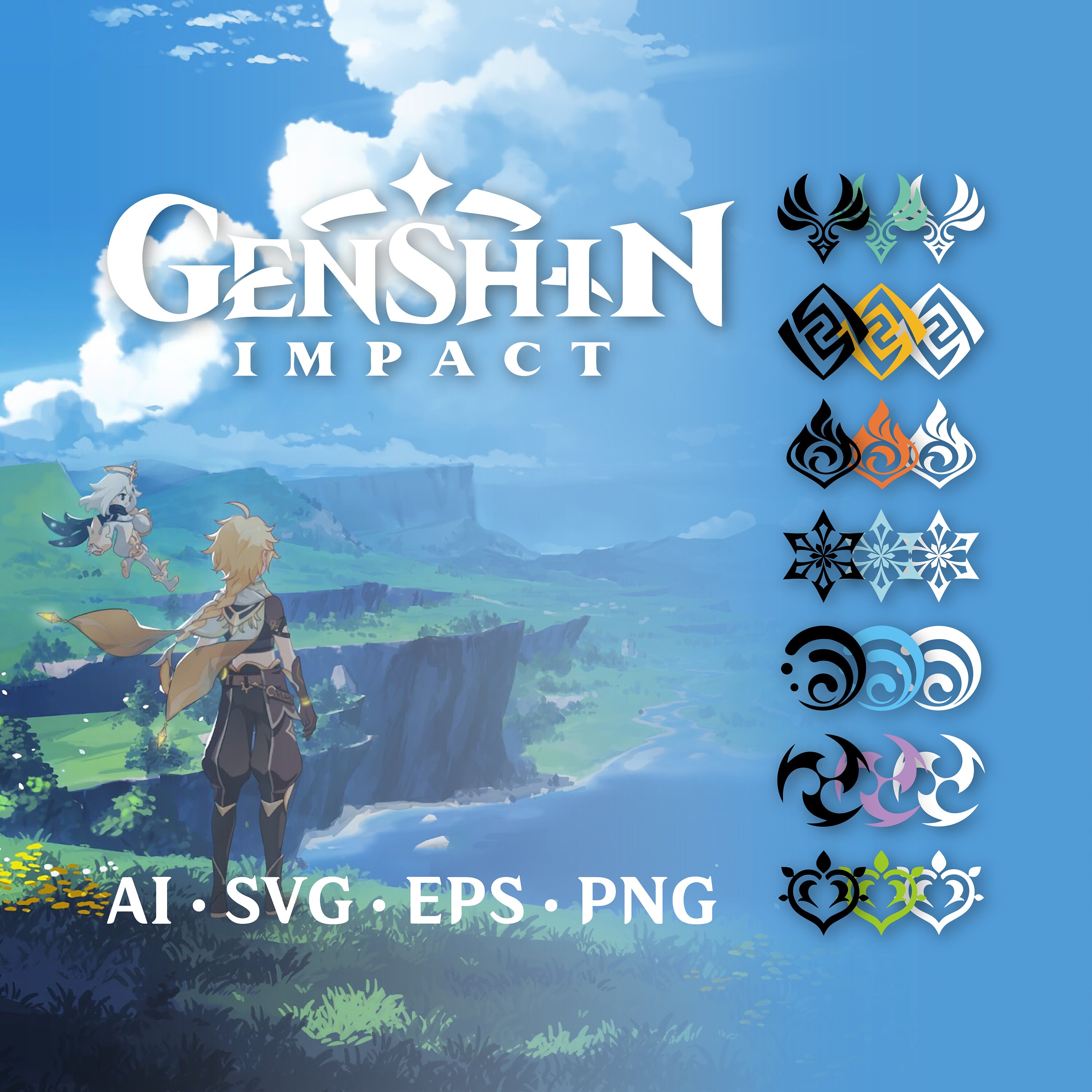 Digital Download: Genshin Impact Elements - High-quality Svg, Eps, Ai ...